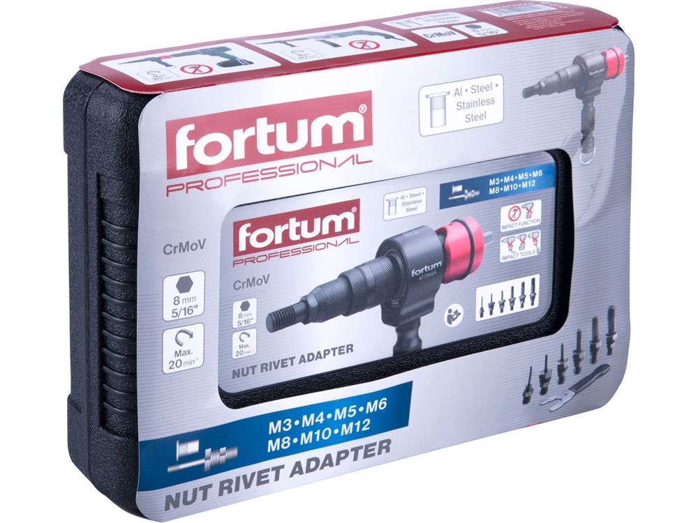 adapter klt. fúrógéphez, POP-NUT szegecsanyákhoz, 6 db, M3-M4-M5-M6-M8 ...